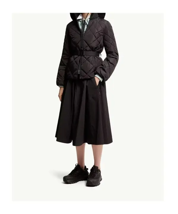 Moncler Balsamine Geometric-quilted Short Jacket With Belt
