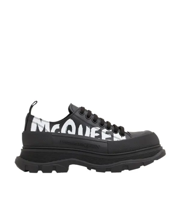 Alexander McQueen Logo Printed Low Top Sneakers - Black