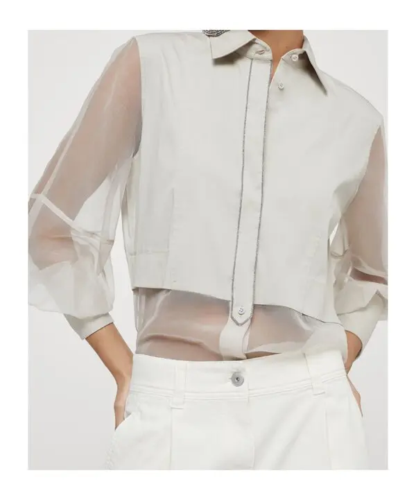 Brunello Cucinelli Embellished Long-sleeved Shirt
