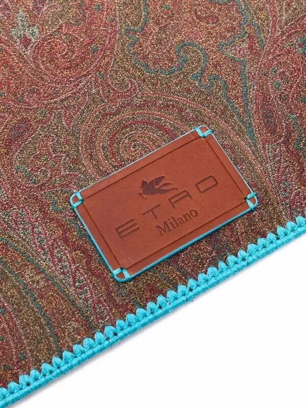 Etro Paisley Print Leather Trimmed Clutch Bag