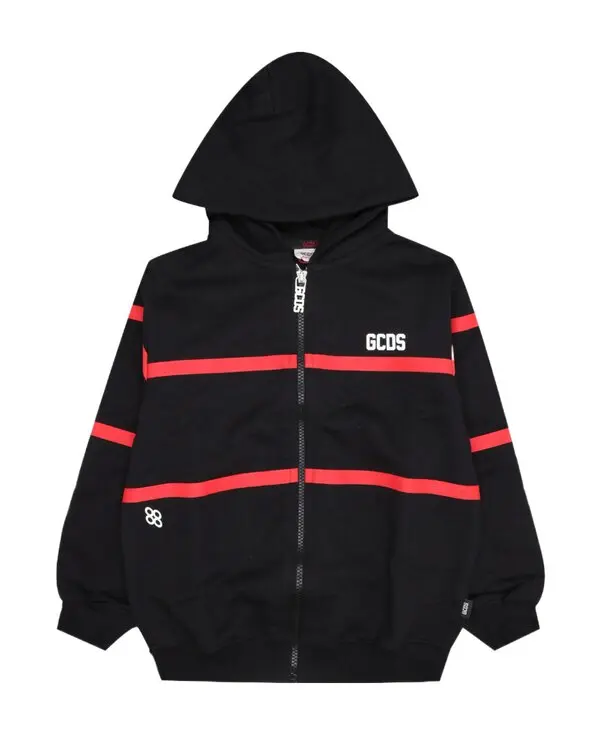 Gcds Zip-up Hoodie With Printed Logo Detail