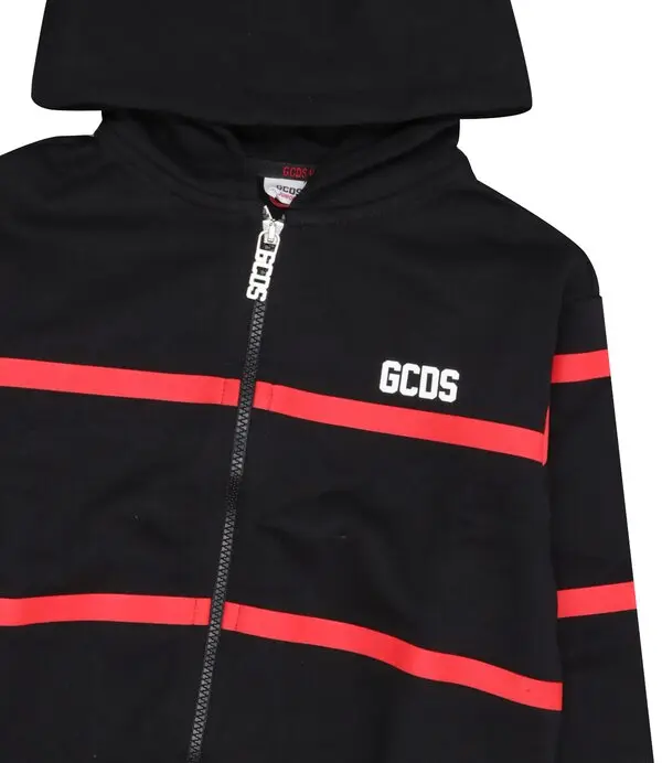 Gcds Zip-up Hoodie With Printed Logo Detail
