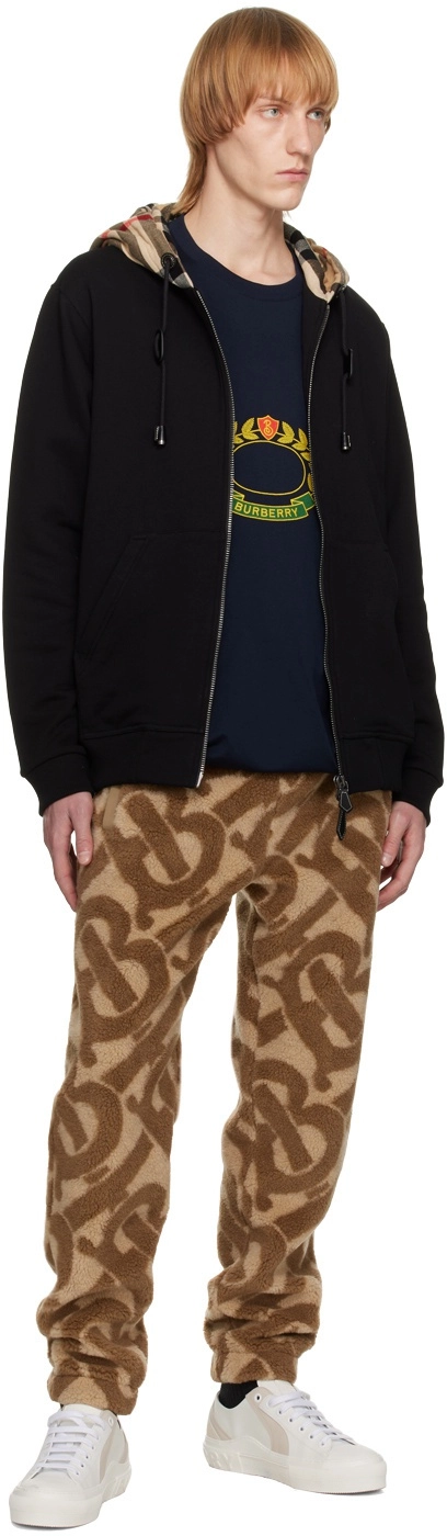 Burberry Zip-up Drawstring Hoodie With Plaid Interior - Black