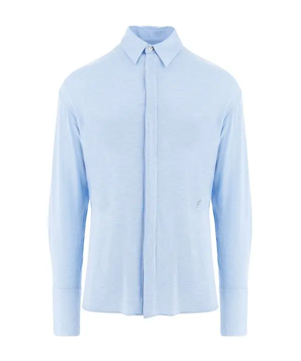 FERRAGAMO Logo-embroidery Long Sleeved Shirt - Blue