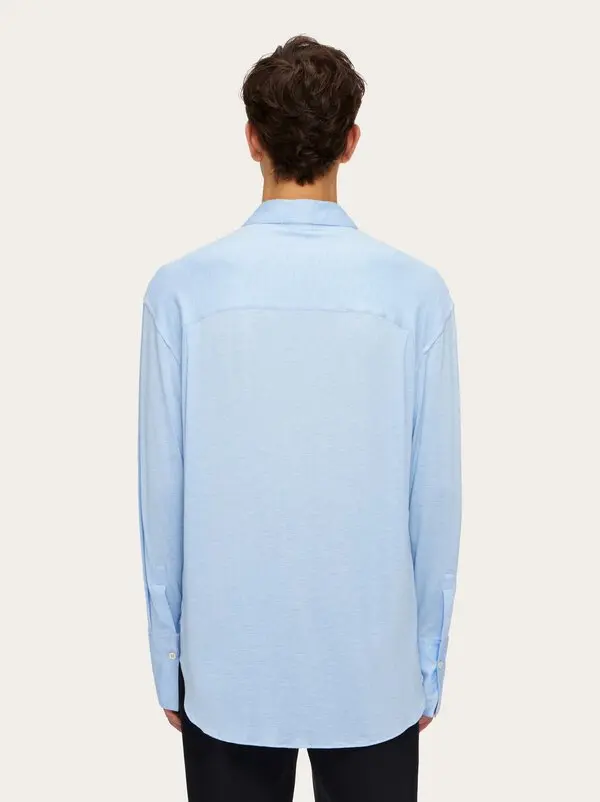 FERRAGAMO Logo-embroidery Long Sleeved Shirt - Blue