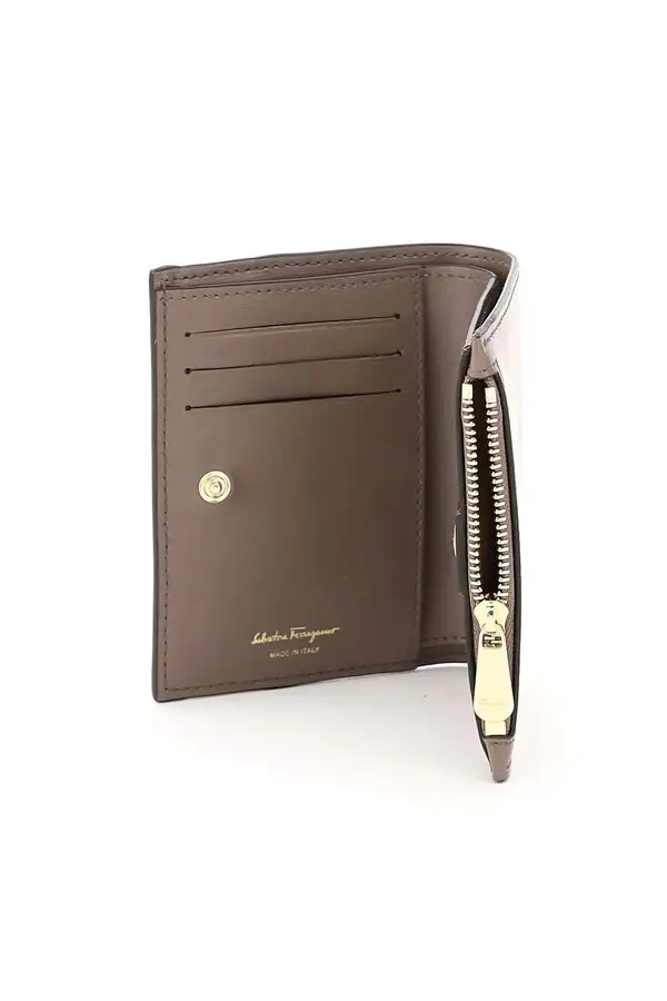 FERRAGAMO A Half-fold Wallet Decorated With A Bow - Gray
