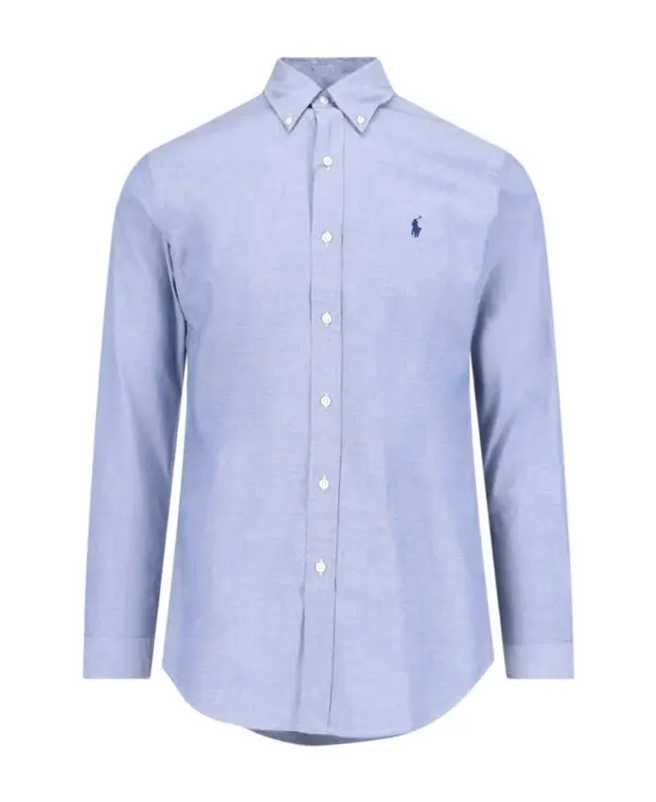Polo Ralph Lauren Logo Embroidered Long-sleeved Shirt - Blue