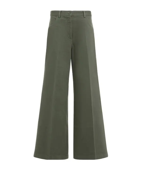 Aspesi High-waist Wide-leg Cotton Pants - Black