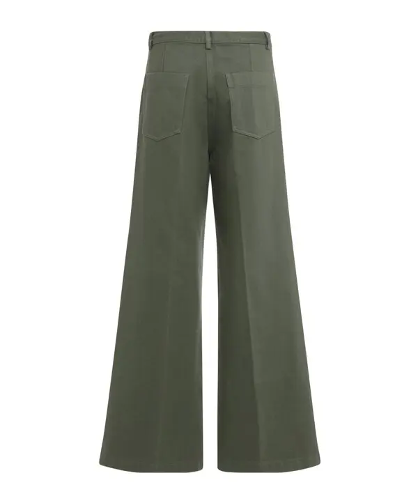 Aspesi High-waist Wide-leg Cotton Pants - Black