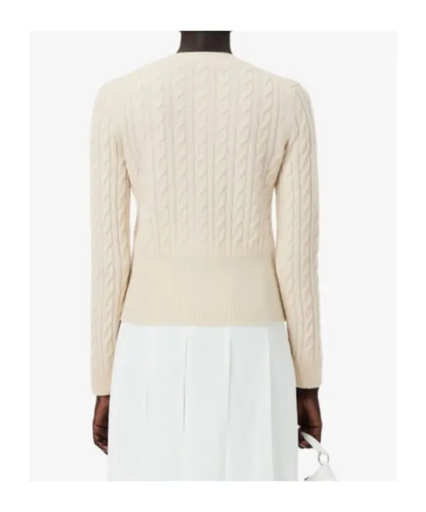 Lacoste Cashmere Cable Knit Cardigan - White