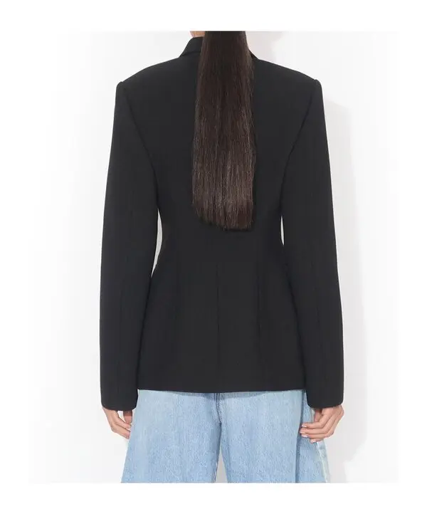Alaïa Crepe Cinched Blazer - Black