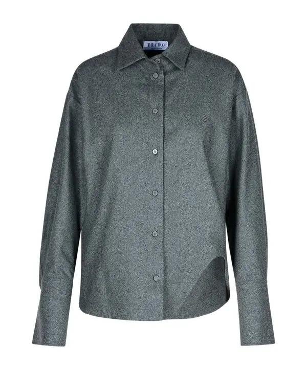 Attico Logo-embroidered Buttoned Shirt - Gray