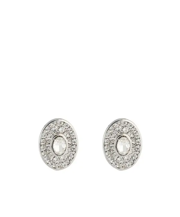 Alessandra Rich Oval Crystal Clip-on Earrings - White