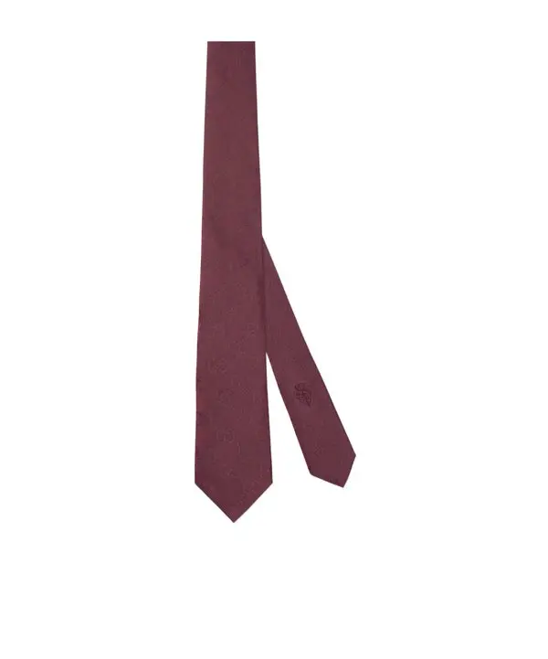 Gucci Gg Jacquard Neck Tie - Wine Red
