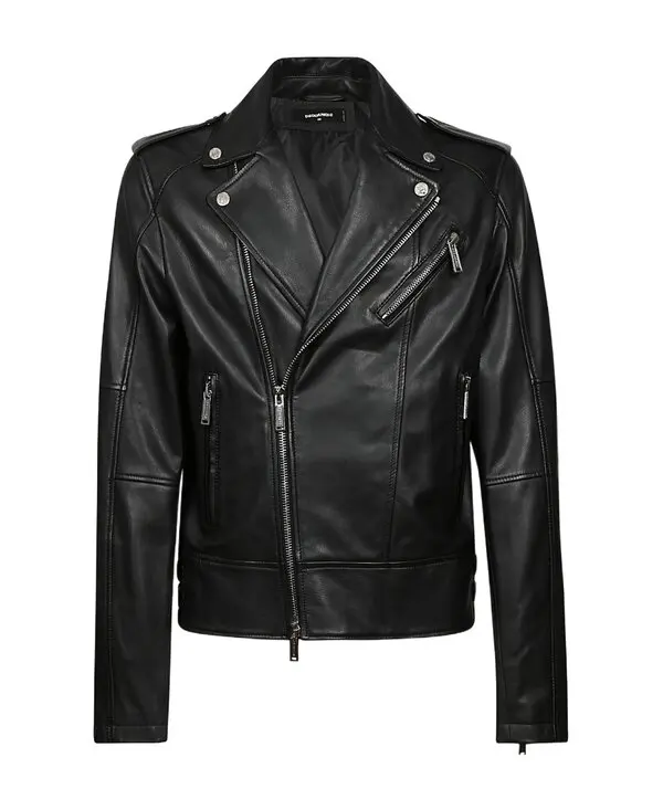 Dsquared2 Leather Biker Jacket - Black