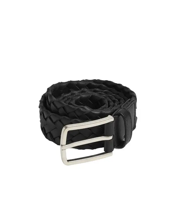 Bottega Veneta Intreccio Leather Belt - Black