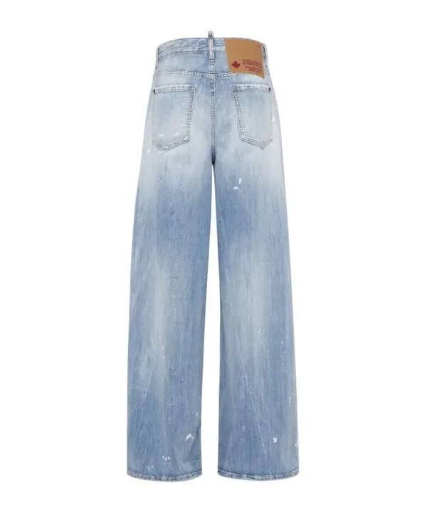 Dsquared2 Distressed Wide-leg Jeans With Logo Patch - No