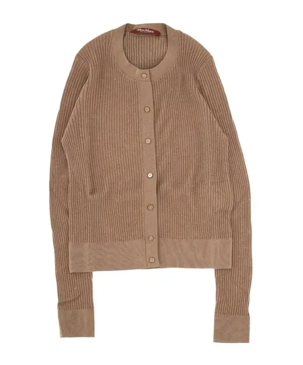 Max Mara Wool And Silk Crew Neck Cardigan - Brown