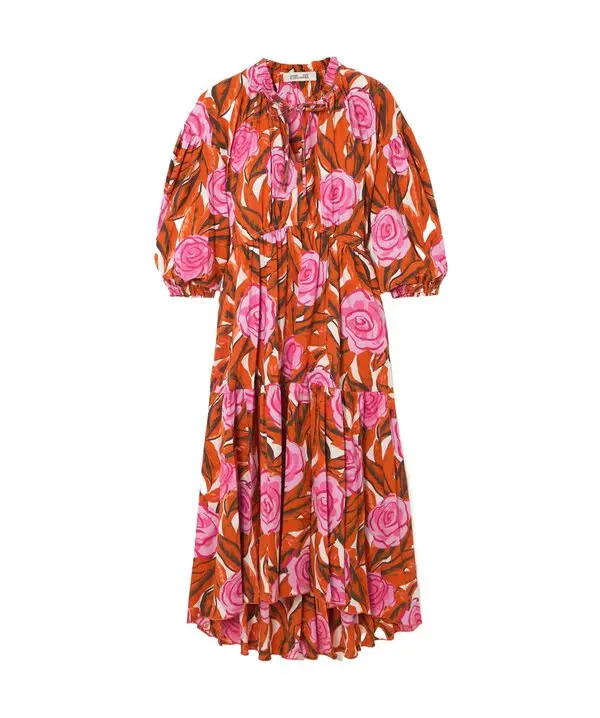 Diane Von Furstenberg Pleated Layered Floral Dress