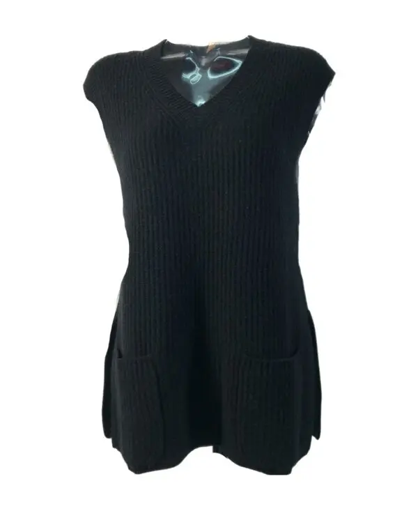 Max Mara Sleeveless V-neck Sweater With Knitting Details