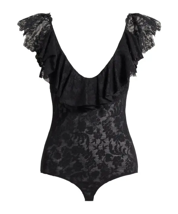 Alberta Ferretti Lace Bodysuit With Ruffled Sleeves