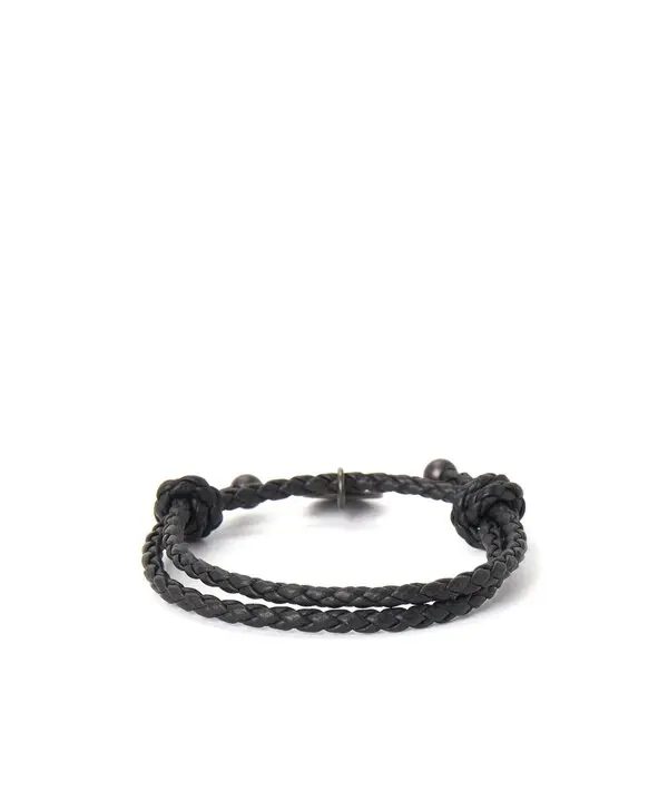 Bottega Veneta Knotted Leather Bracelet With Pendant