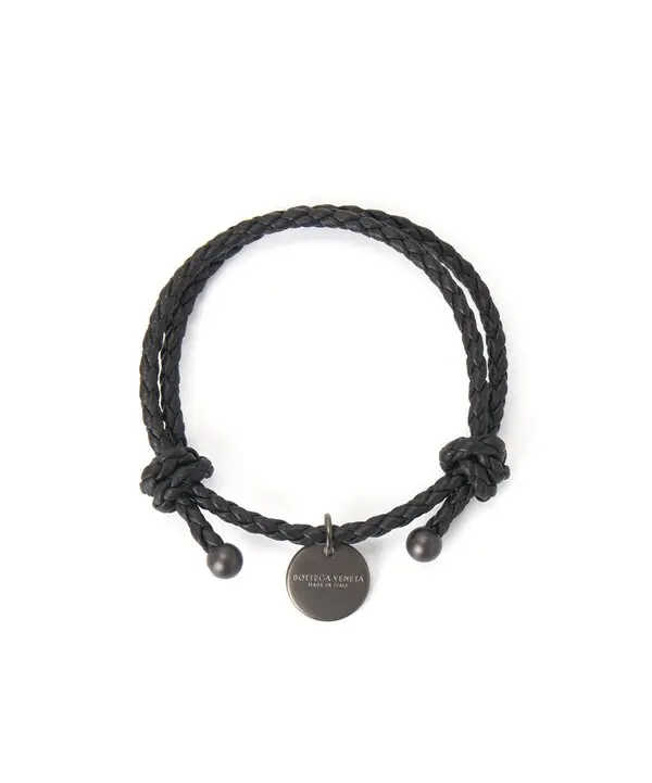 Bottega Veneta Knotted Leather Bracelet With Pendant
