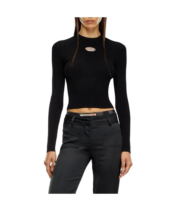 DIESEL® M-valari" Logo Plaque Knitted Jumper - Black