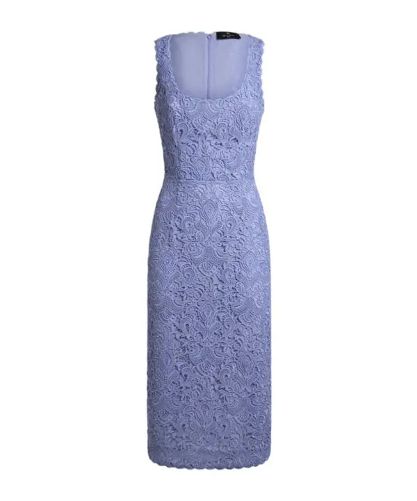 Etro Paisley Macramé Sheath Dress - Blue