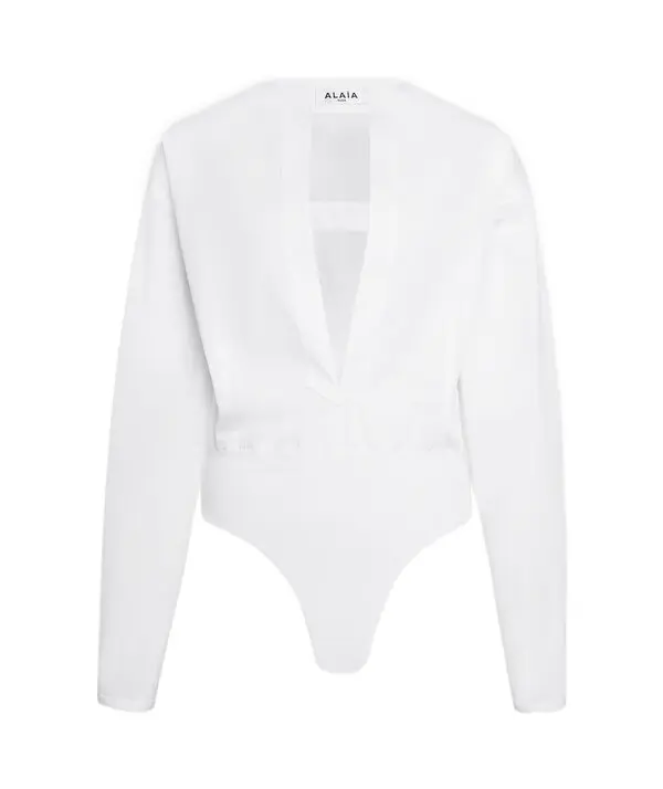 Alaïa Deep V-neck Bodysuit - White
