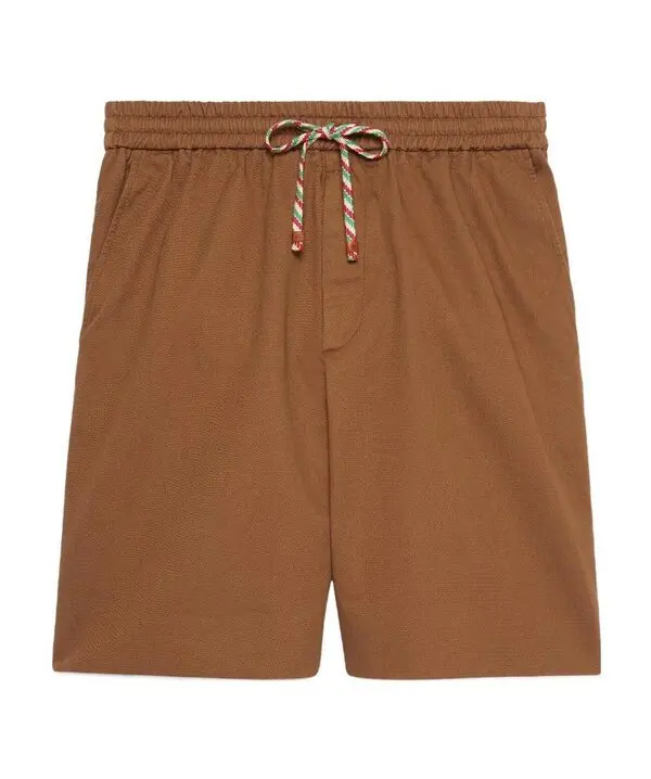 Gucci Drawstring Logo Print Shorts - Brown