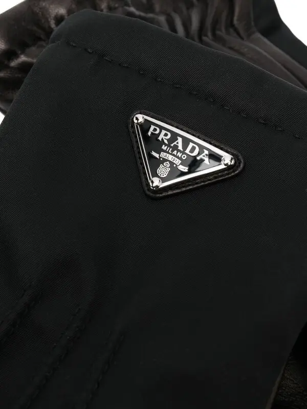 Prada Five-finger Gloves With Logo Detail