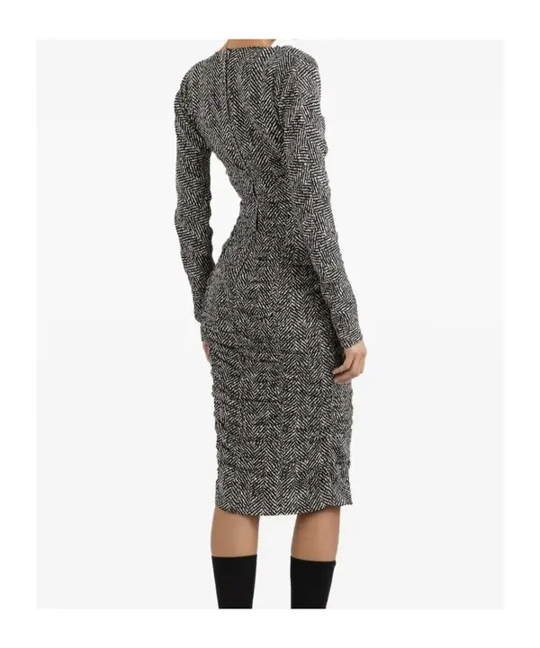 Dolce & Gabbana Chevron Printed V-neck Midi Dress