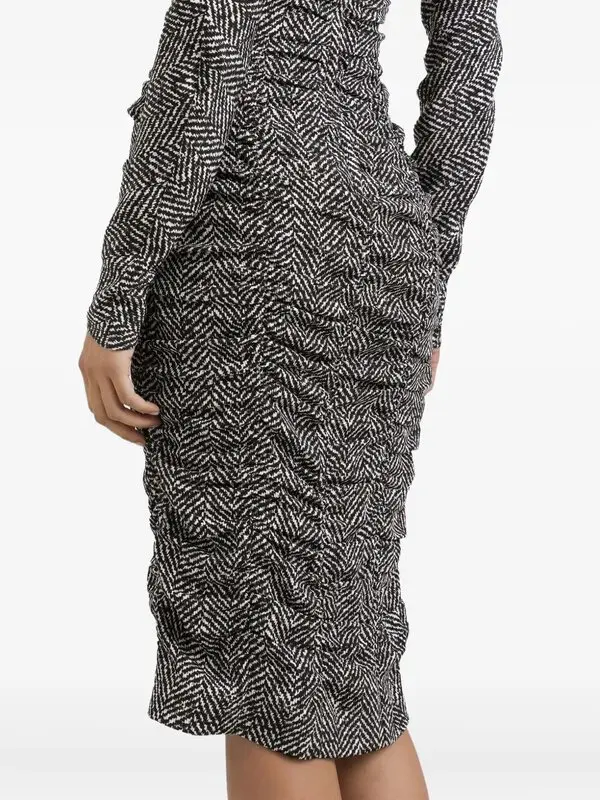 Dolce & Gabbana Chevron Printed V-neck Midi Dress