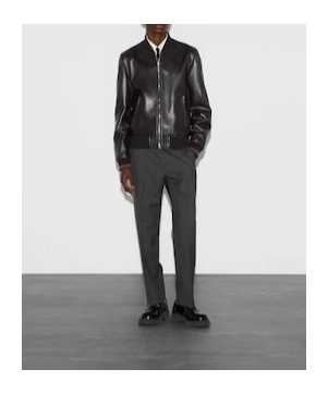 Gucci Leather Zip-up Jacket With Embroidered Logo