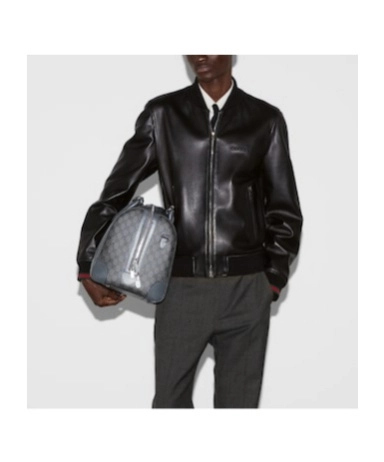 Gucci Leather Zip-up Jacket With Embroidered Logo