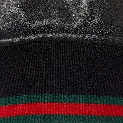 Gucci Leather Zip-up Jacket With Embroidered Logo