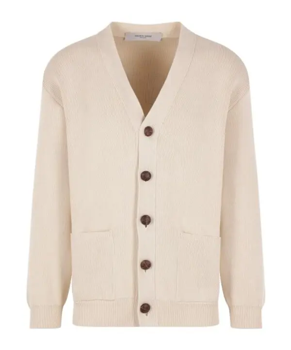 GOLDEN GOOSE Long-sleeved V-neck Knitwear - Nude