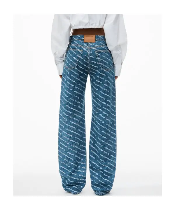 Alexander Wang Mid Rise Jeans With All-over Logo Print - Blue