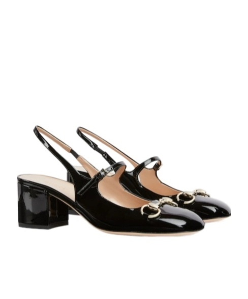 Gucci Horsebit Detailed Square Toe Pumps - Black