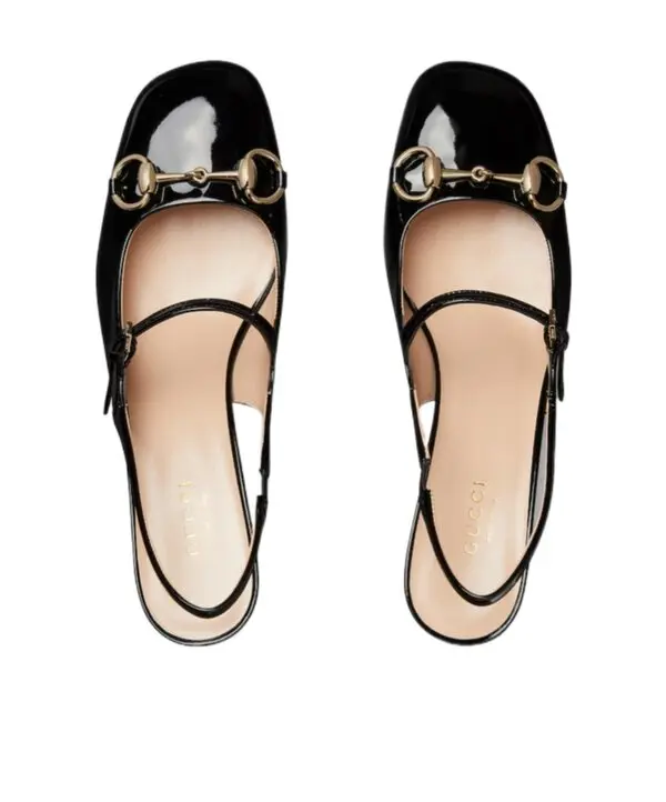 Gucci Horsebit Detailed Square Toe Pumps - Black