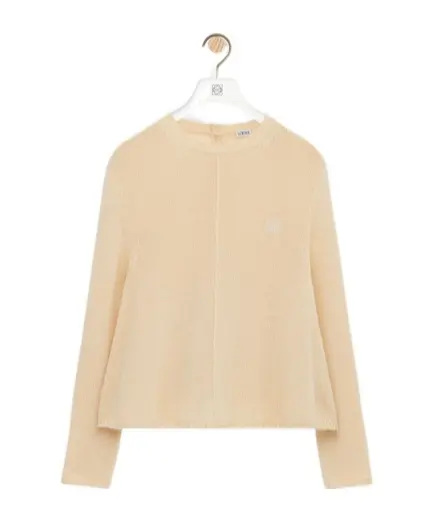Loewe Round Neck Button Back Cashmere Sweater - Off White