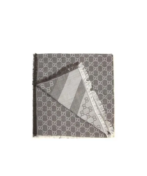 Gucci Logo Printed Scarf - Grey