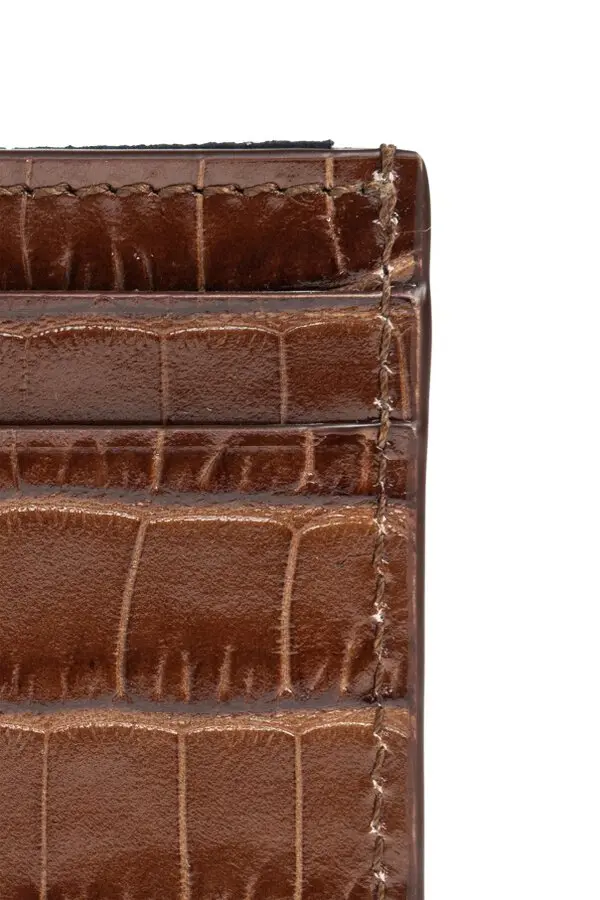 TOM FORD Logo Debossed Card Holder - Brown