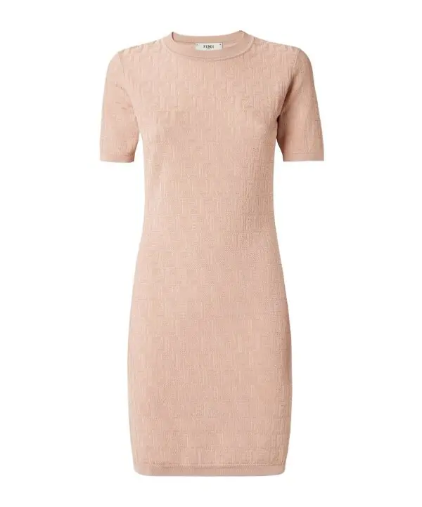 Fendi Short Sleeved Crewneck Dress - Pink