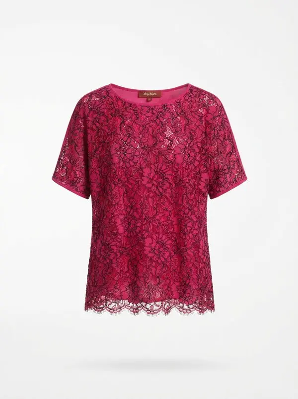 Sportmax Short-sleeved T-shirt With Floral Lace - Red