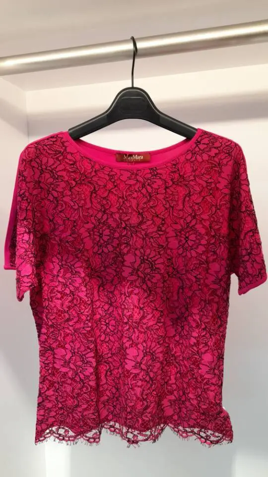 Sportmax Short-sleeved T-shirt With Floral Lace - Red