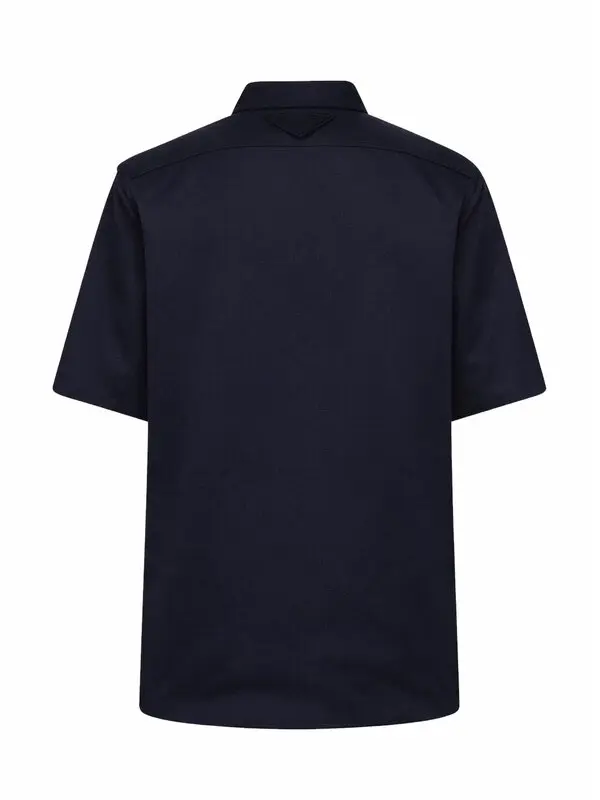 Prada Short-sleeved Buttoned Shirt With Classic Collar - Navy Blue