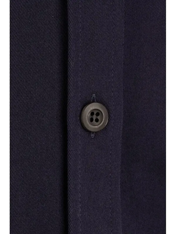 Prada Short-sleeved Buttoned Shirt With Classic Collar - Navy Blue
