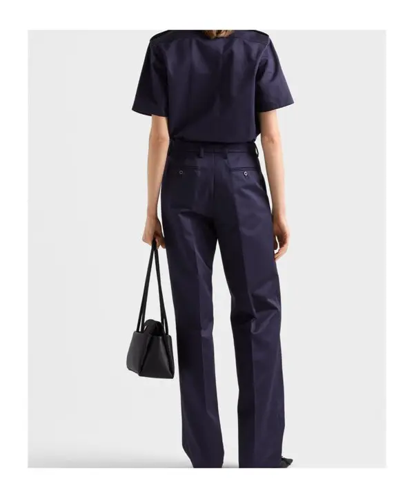Prada Short-sleeved Buttoned Shirt With Classic Collar - Navy Blue